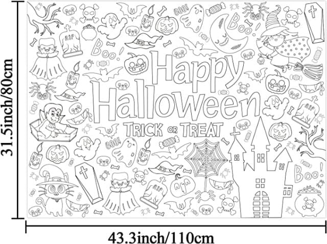 Halloween Giant Coloring Poster For Kids - The Coloring Inn